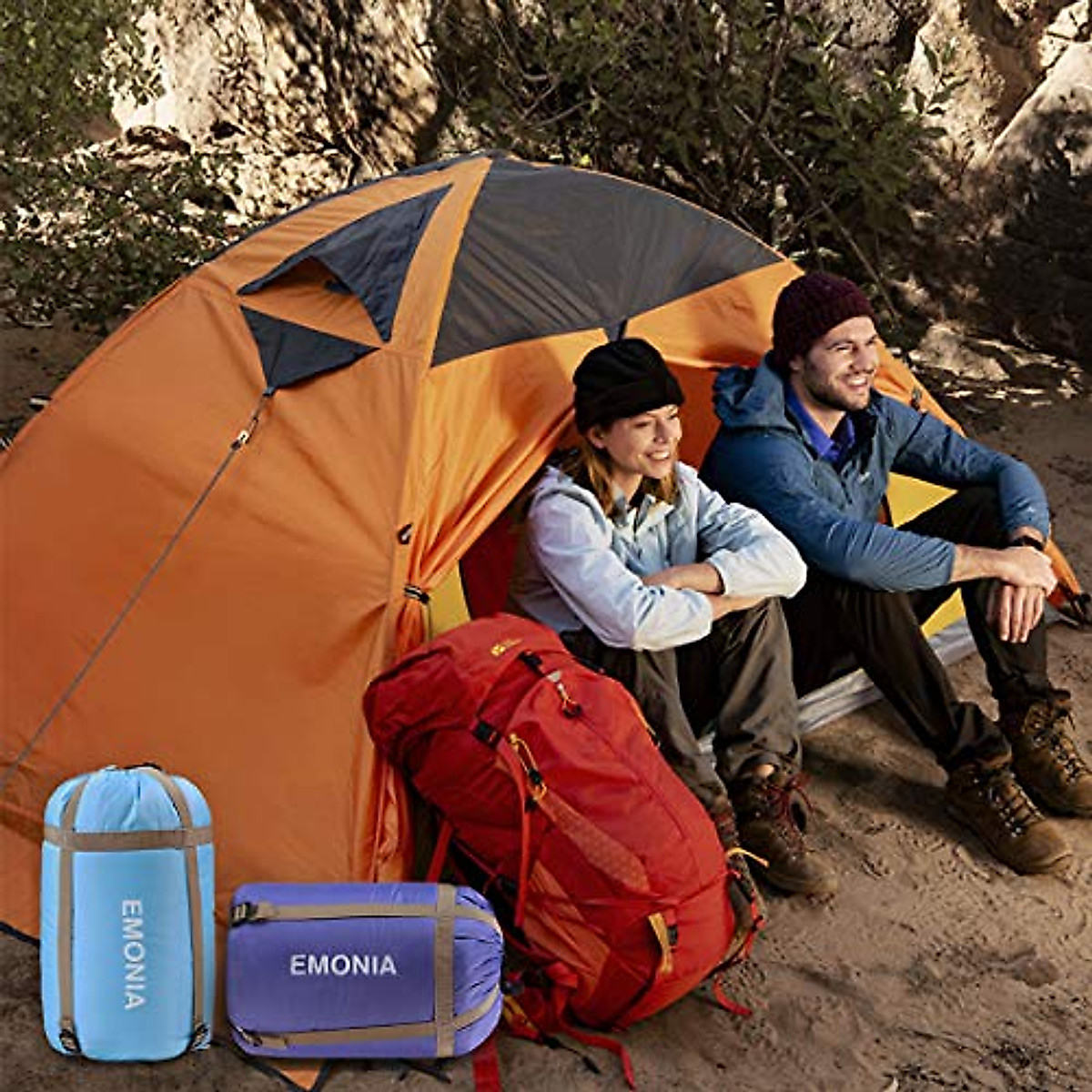 EMONIA Camping Sleeping Bag, 3-4 Season Waterproof Outdoor Hiking Backpacking Sleeping Bag Perfect for Traveling,Lightweight Portable Envelope Sleeping Bags for Adults,Kids,Girls and Boys