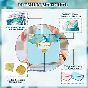 Thank You Cards with Envelopes Thank You Card&Stickers Bulk for Thank You Notes 8 Designs 4x6 Inch Gold Letter Blank Greeting Cards for Wedding Bridal Shower Graduation Kids Baby Shower Small Business