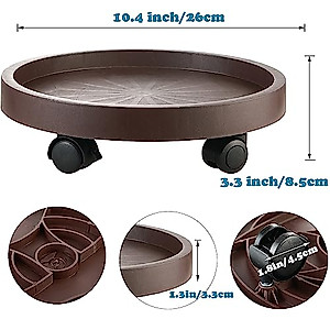 5 Pack Plant Caddy with Wheels Rolling Plant Stand with Wheels 10 Inch Plant Dolly Heavy Duty Large Potted Plant Mover with Casters for Indoor and Outdoor, Brown