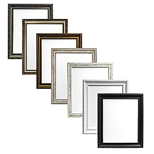 FRAMES BY POST Shabby Chic Picture Photo Frame, Plastic, Silver with Light Grey Mount, 50 x 40 cm Image Size 16 x 12 Inches