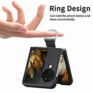 CCSmall Oppo Find N3 Flip Slim PU Leather Protective Cover Case with Ring, Black