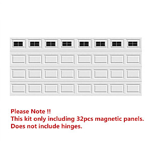 32 Sheets 2 Car Garage Kits Household Easy Installation Magnetic Panels Fake Windows Hardware Decorative (Size 6.14" x 4")