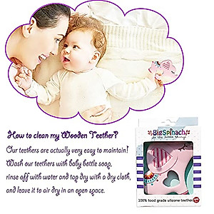 Bigspinach Soft Pink Elephant Teethers for Babies 0-6/6-12 months Silicone Teething Toy Gift for Girls Gum Massager Anxiety Relief Items