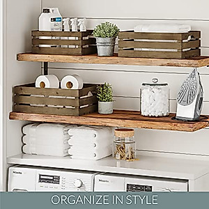 Wood Crates Set of Three - Decorative Large Nesting Rustic Wooden Crates for Storage, Display, Decor, Boxes - Stackable or Mountable Wooden Crate for Photography - Wooden Crates for Decoration - Wood Crate Bulk (Brown) by Barnyard Designs