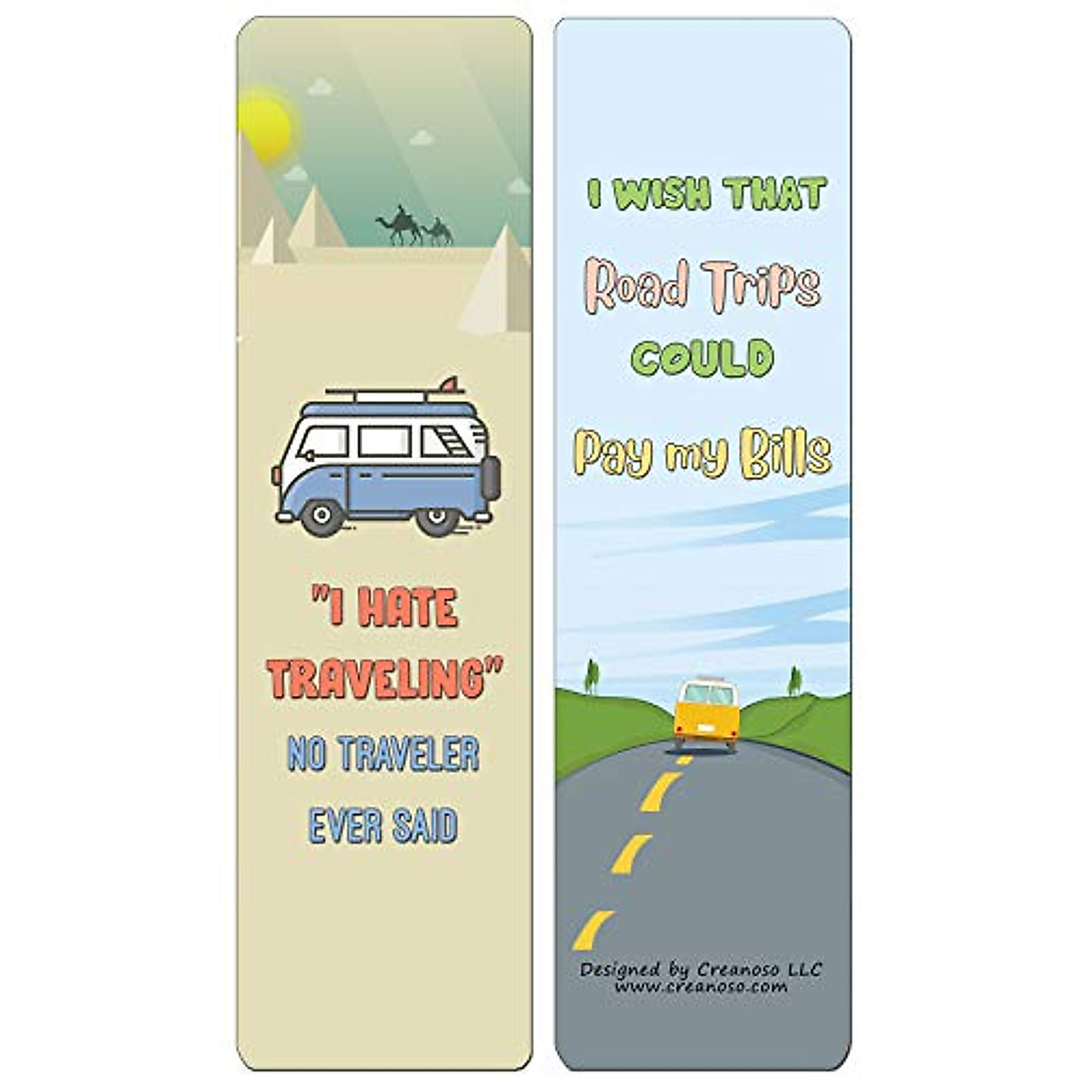 Creanoso Fun Travel Quotes Bookmarks (30-Pack) - Classroom Reward Incentives for Students and Children - Stocking Stuffers Party Favors & Giveaways for Teens & Adults