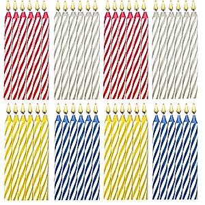 Bundaloo Birthday Candles 72 Pack - Cake Decorations - Colors: Pink, White, Blue, Yellow