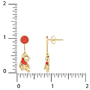 Disney Winnie the Pooh Womens Flash Plated Earrings - Drop Earrings for Women - Winnie the Pooh Earrings - Disney Jewelry