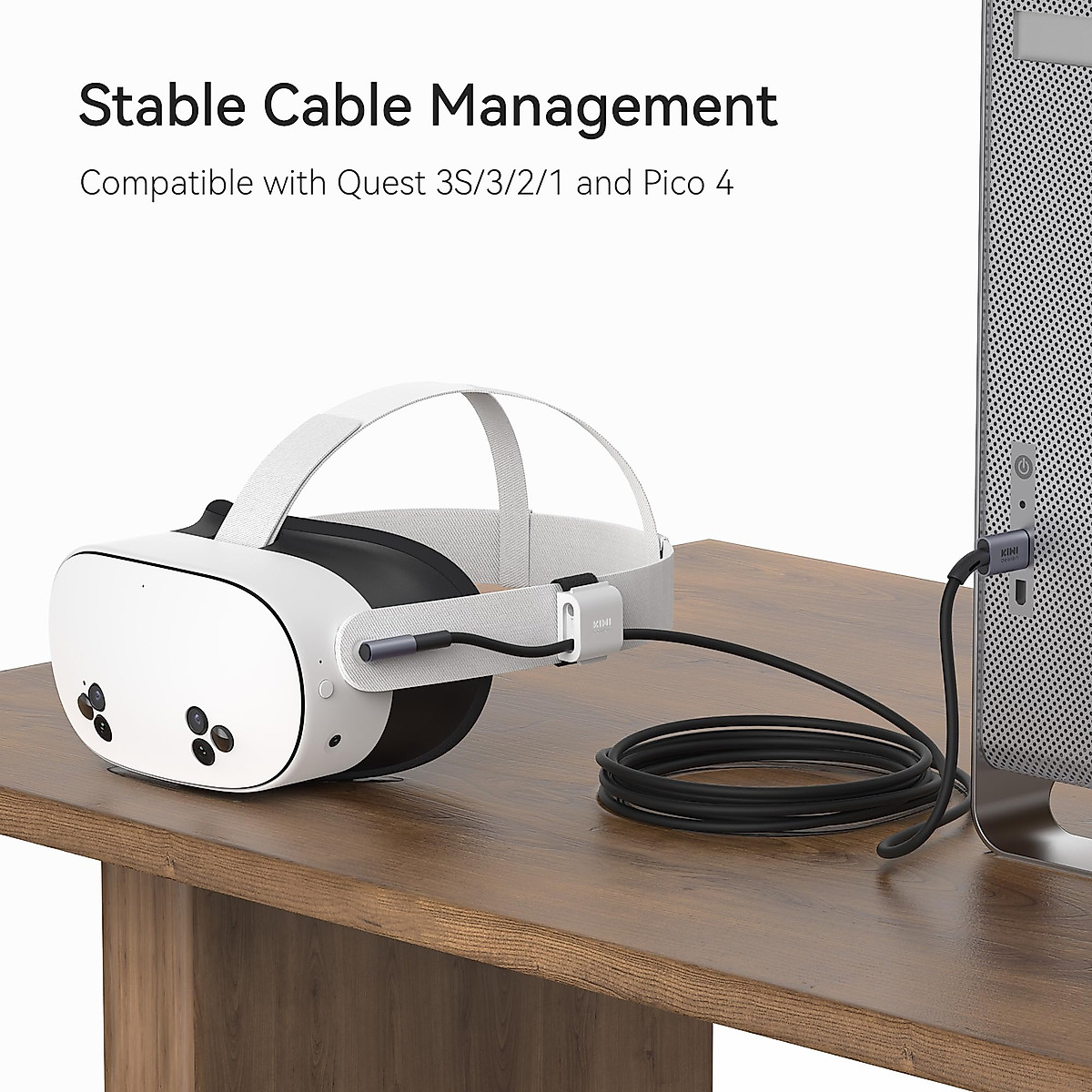 KIWI design Link Cable Compatible with Quest 3S/3/2/1/Pro, and Pico 4, 16FT with Cable Clip, High Speed PC Data Transfer, USB 3.0 to USB C Cable for VR Headset