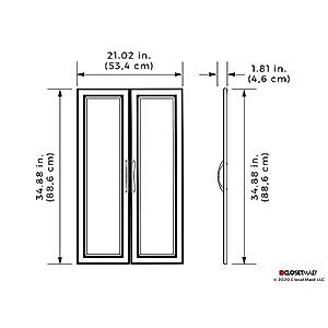ClosetMaid Modular Storage Pair Set, 2 Glass Pane Doors, Wood Closet Organizer Shaker Style, Add On Accessory for Shelf Units, White, 34.88" H x 21.02" W x 1.81" D