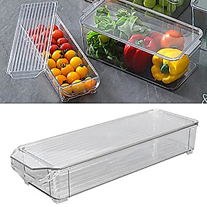 FTVOGUE Clear Plastic Organizing Bin Large Capacity Storage Organizer for Kitchen Fridge Pantry Organization(5.5cm Height), Storage Box Storage Box