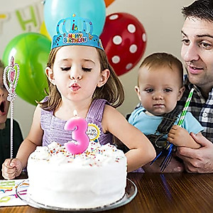 FLYTT 30 Pack Birthday Crowns Party Hats for Kids Classroom with 30 Pcs Badge Stickers for Preschool Kindergarten School Party Supplies