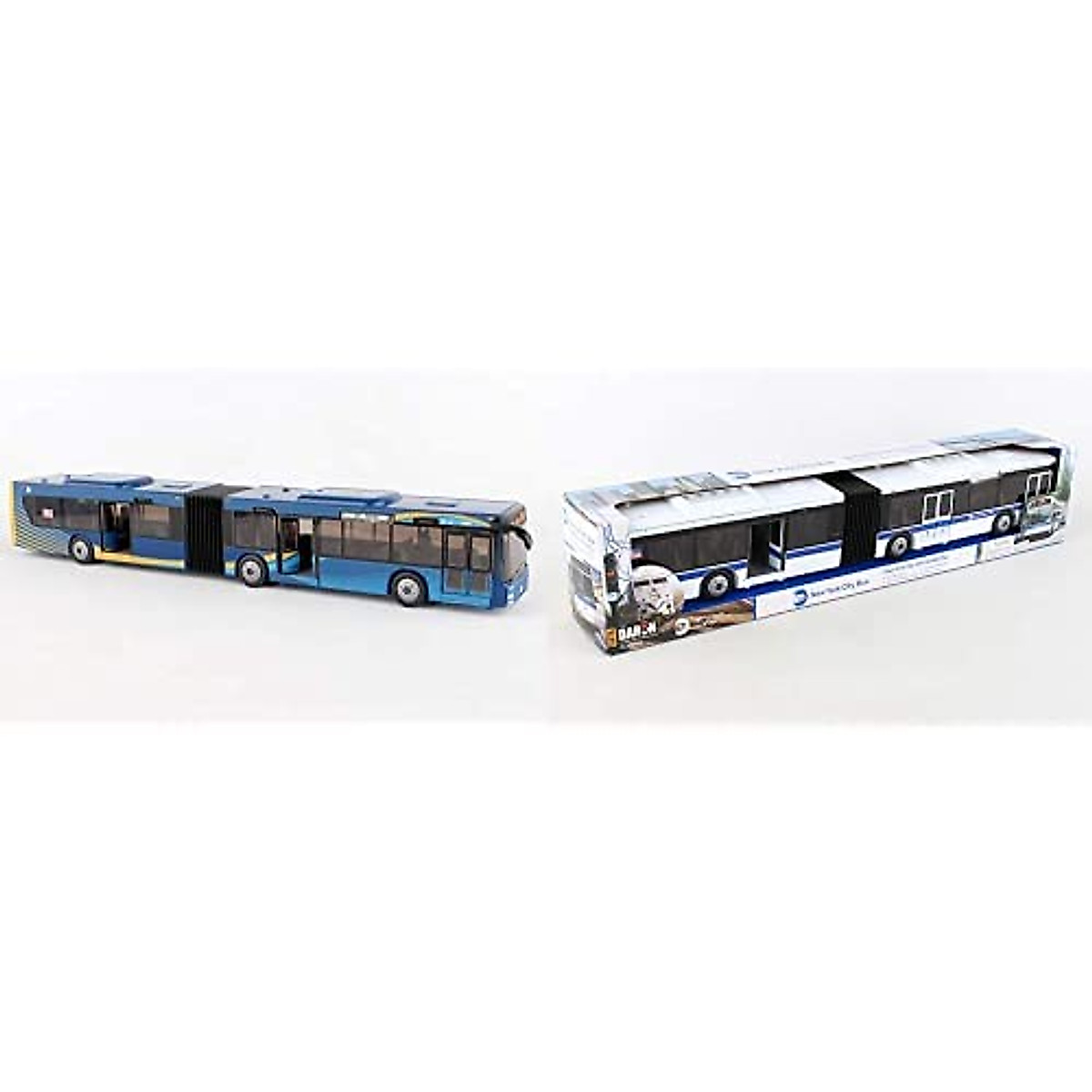 Daron MTA New York City Bus 16" Articulated Bus RT8571 Toy, Brown & RT8563 New York City MTA Metro Articulated Electric Bus 1:43 Scale- 16 Inches Long