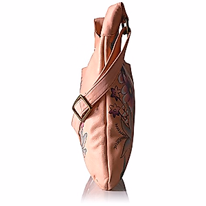 Anna by Anuschka Women's V Top Multi-compartment Crossbody Cross Body Handbag, Vintage Garden, One Size US