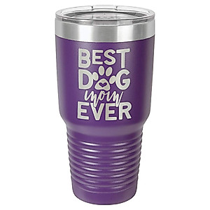 BEST DOG MOM EVER PURPLE 30 oz Drink Tumbler With Straw | Laser Engraved Travel Mug With Funny Quotes | Compare To Yeti Rambler | Mother's Day Gift Idea | OnlyGifts.com