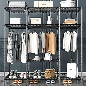 BOLUBOYA Wire Garment Rack Heavy Duty Clothes Rack Metal Clothing Racks with shelves, Portable Wardrobe Closet rack for Hanging Clothes Freestanding rack