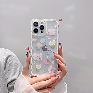 SZXYCZL Compatible with iPhone 13 Pro Max Case Cute Cartoon Floral Butterfly Design for Women Girls Aesthetic Kawaii Slim Soft TPU Transparent Cover for iPhone 13 Pro Max 6.7 inch £¨Yellow£©