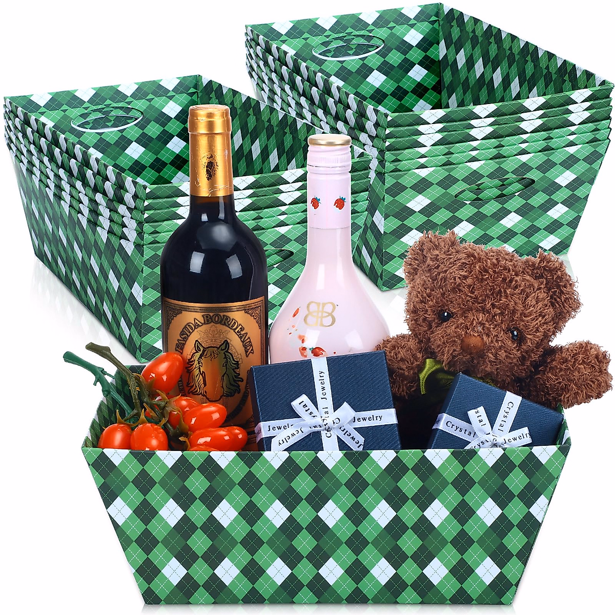 Geyee Large 12 Pcs Sturdy Cardboard Gift Baskets, Empty, Rectangular, 11.8 x 7.5 in, Suitable for Various Occasions, Can Be Customized with Paint, Ribbon or Embellishments