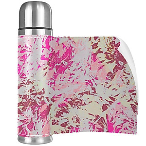 Stainless Steel Leather Vacuum Insulated Mug Vintage Thermos Water Bottle for Hot and Cold Drinks Kids Adults 16 Oz