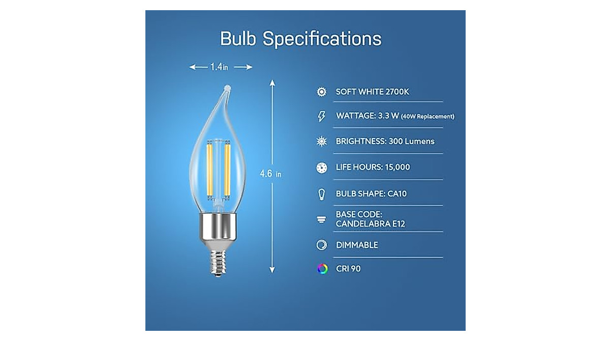 Feit Electric Smart LED Candle Wifi Bulb - Control with Alexa & Google ...