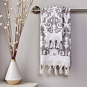 SKL Home Mirage Fringe 100% Turkish Cotton Hand Towel (2-Pack), Taupe