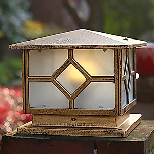 MODEBHD Continental Waterproof Table Lamp Column Lamp Square Glass Aluminum Courtyard Gate Bollard Lamp Street Post Light Garden Villa Outdoor Lights E27 Decoration Landscape Floor Lamps