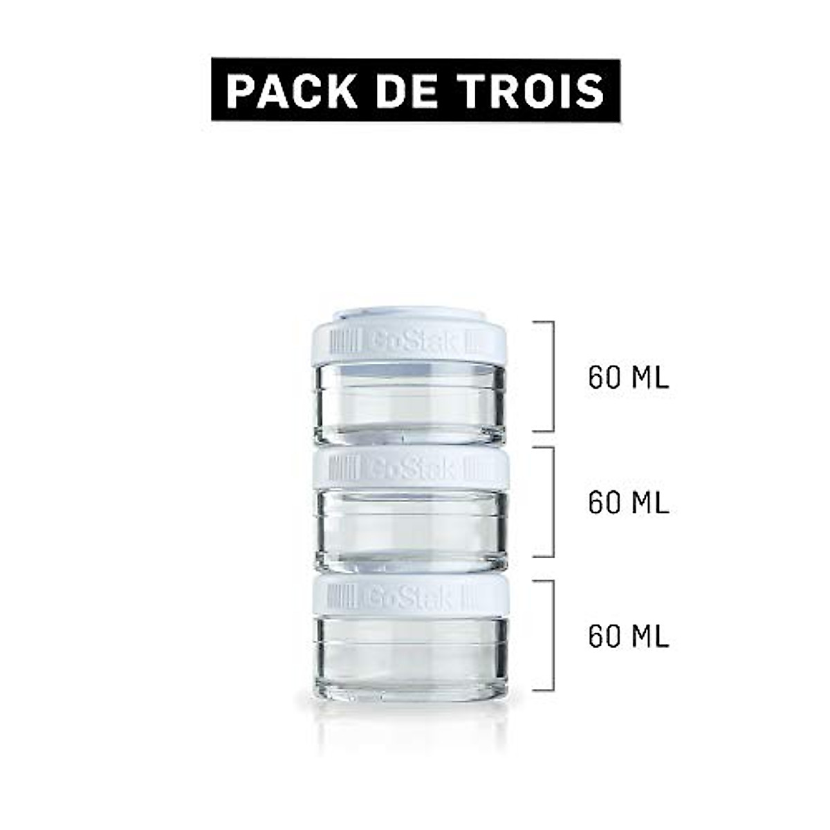 BlenderBottle GO STAK Blender Bottle, 100cc 3-Pak, White