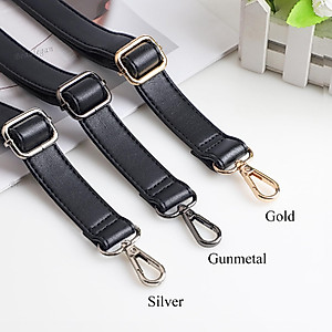 Beaulegan Classic Long Purse Strap Replacement, Microfiber Leather, Adjustable for Crossbody/Shoulder Bag, 0.7 Inch Wide (Black/Gold)