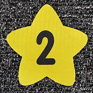 Really Good Stuff Carpet Mark-Its – Numbers 0-25, 5” by 5” (Set of 26) – Star-Shaped Yellow Carpet Spots - Assign Floor Seating, Play Games – Durable, No-Slide Back