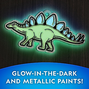 NATIONAL GEOGRAPHIC Glow in The Dark Dinosaur Stained Glass Art Kit - Window Sun Catchers and Crafts for Kids Ages 4-8