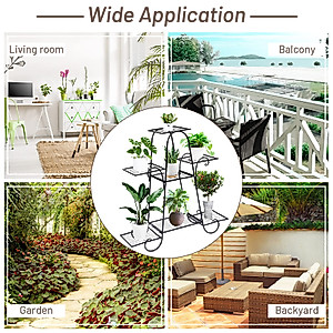S AFSTAR 7 Tier Plant Stand, Parisian Style Garden Cart Stand, Multi-layer Mental Plant Stand, Plant Flower Pot Display Rack, Pot Holder for Indoor Outdoor Plant Stands for Patio Balcony (Black)