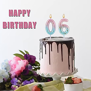 Gradient Birthday Number Letter Candle, Pink Blue Gradient Birthday Candles for Cake Numeral Letter Birthday Candles Decoration for Birthday Parties Wedding Anniversary (6)