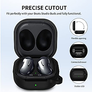 CACOE Silicone Case for Samsung Galaxy Buds 2 Pro (2022)/ Samsung Galaxy Buds Pro (2021)/Galaxy Buds 2/Galaxy Buds Live（2020,Funny Cute Protective Earbuds Case Cover with Keychain (Black)