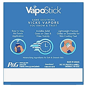 Vicks VapoStick, Solid Balm, No Mess, Comforting Non-Medicated Vicks Vapors, Easy-To-Use No-Touch Applicator, Quick Dry, Lightweight Skin Feel, From The Makers of Vicks VapoRub, 1.25oz x 2 (Twin Pack)