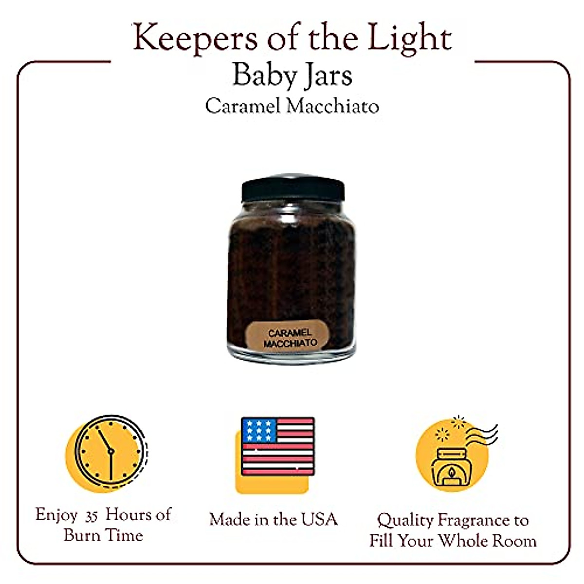 A Cheerful Giver - Caramel Macchiato Baby Scented Glass Jar Candle (6oz) with Lid & True to Life Fragrance Made in USA
