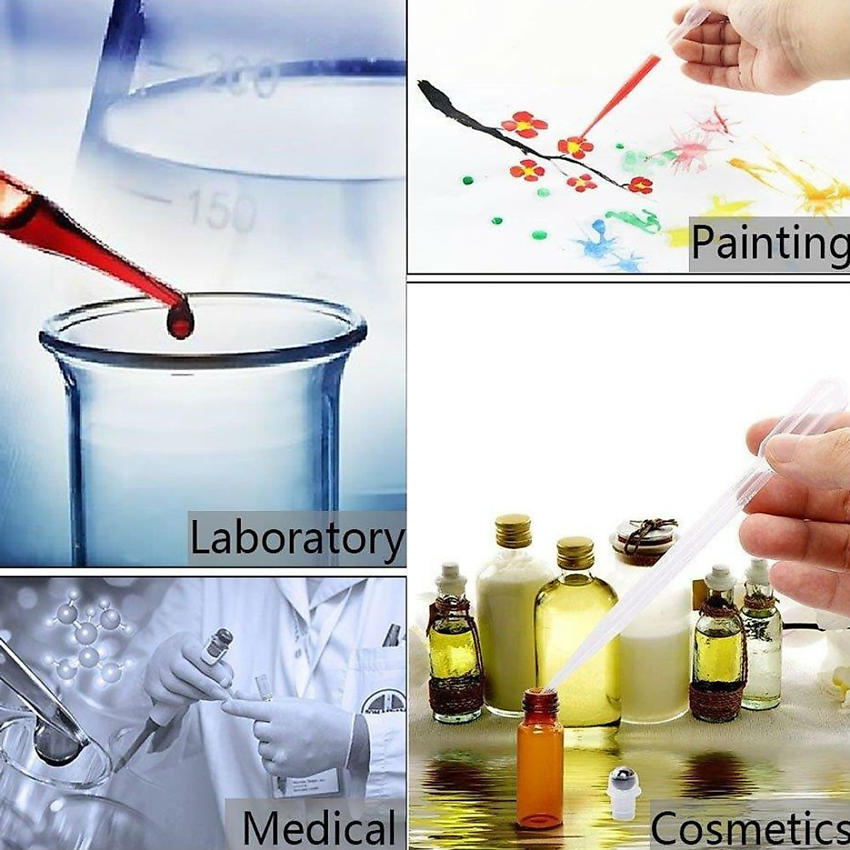 AKOAK 200 Pcs/Pack 0.5ml Disposable Plastic Graduated Transfer Pipettes Dropper Eye Dropper for Esse