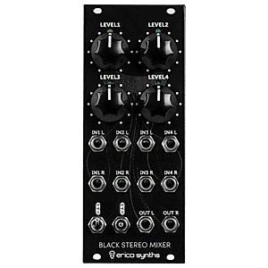 Erica Synths Black Stereo Mixer V3 Four Stereo Input Eurorack Mixer Module