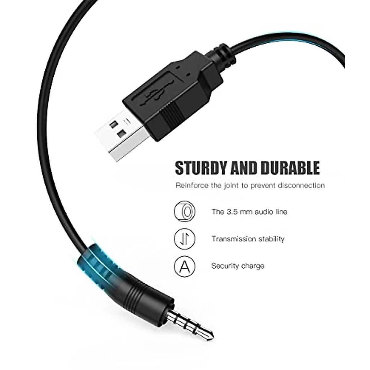BERLAT 3.5mm Male AUX Audio Jack to USB 2.0 Male Charge Cable Adapter Cord, 2pack Audio Car Stereo Jack Cables to USB 2.0, USB Connection Kit, for Music Player- 3.3ft（Support Data Transmission）