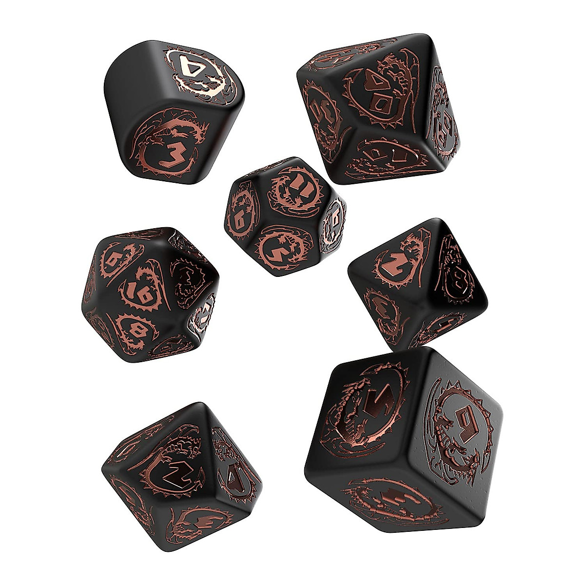 Dragons Modern Dice Set Black & Copper