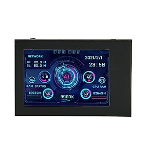 DAUERHAFT PC Temperature Display, Dimmable Rotatable Computer Temp Monitor 3.5 Inch USB Connection Auto Off IPS Screen Theme Editor Customizable Layout for Desktop