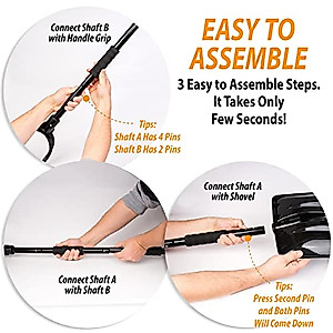 Zone Tech Snow Shovel Brush Kit 3-in-1 Replaceable Heads and Ice Scraper - Portable Snow Removal Shovel, Ice Scraper Emergency Collapsible Design, Easy Assemble and Use