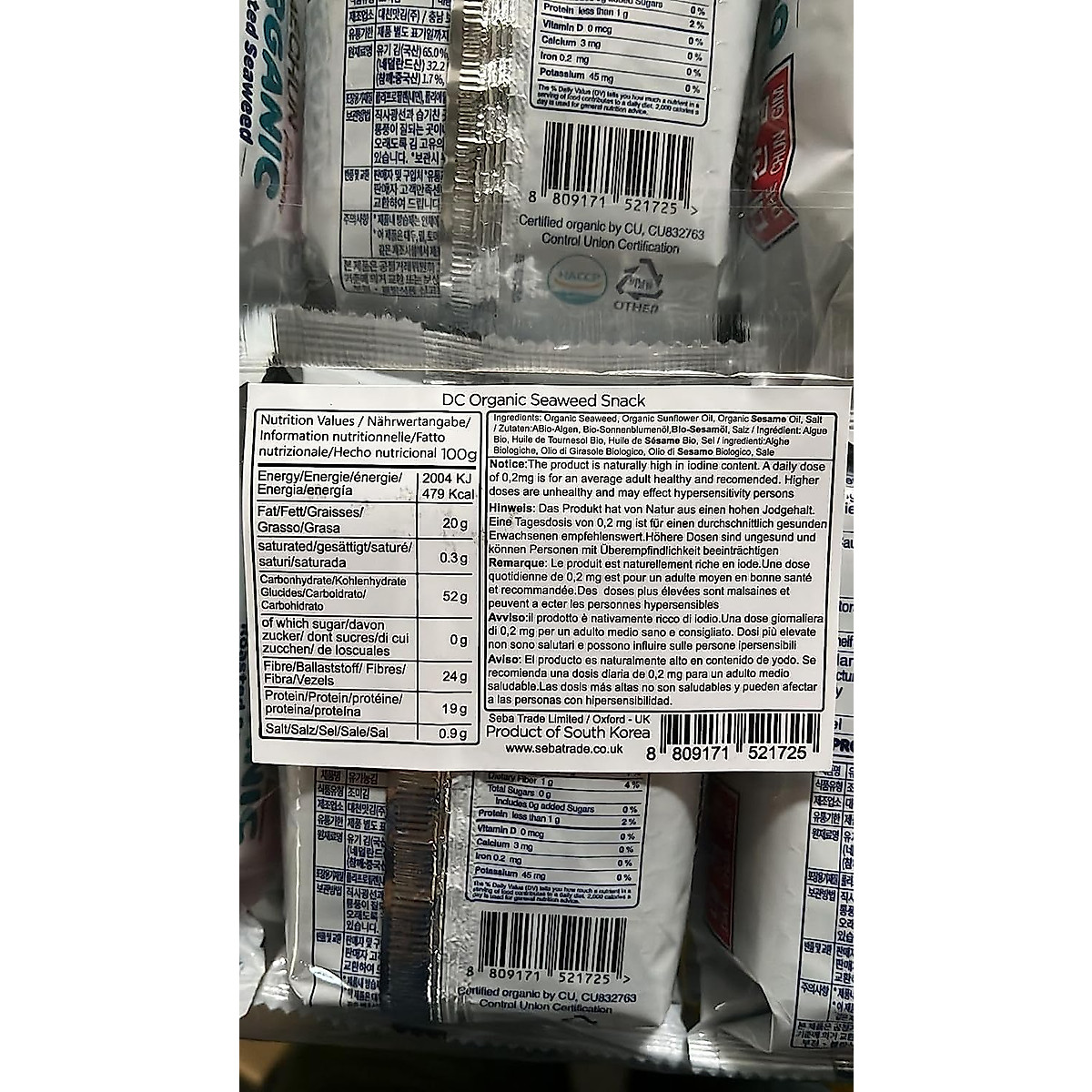 Organic DAECHUN(Choi's1) Seaweed Snacks, 20 Pack, Original, Product of Korea Premium Great