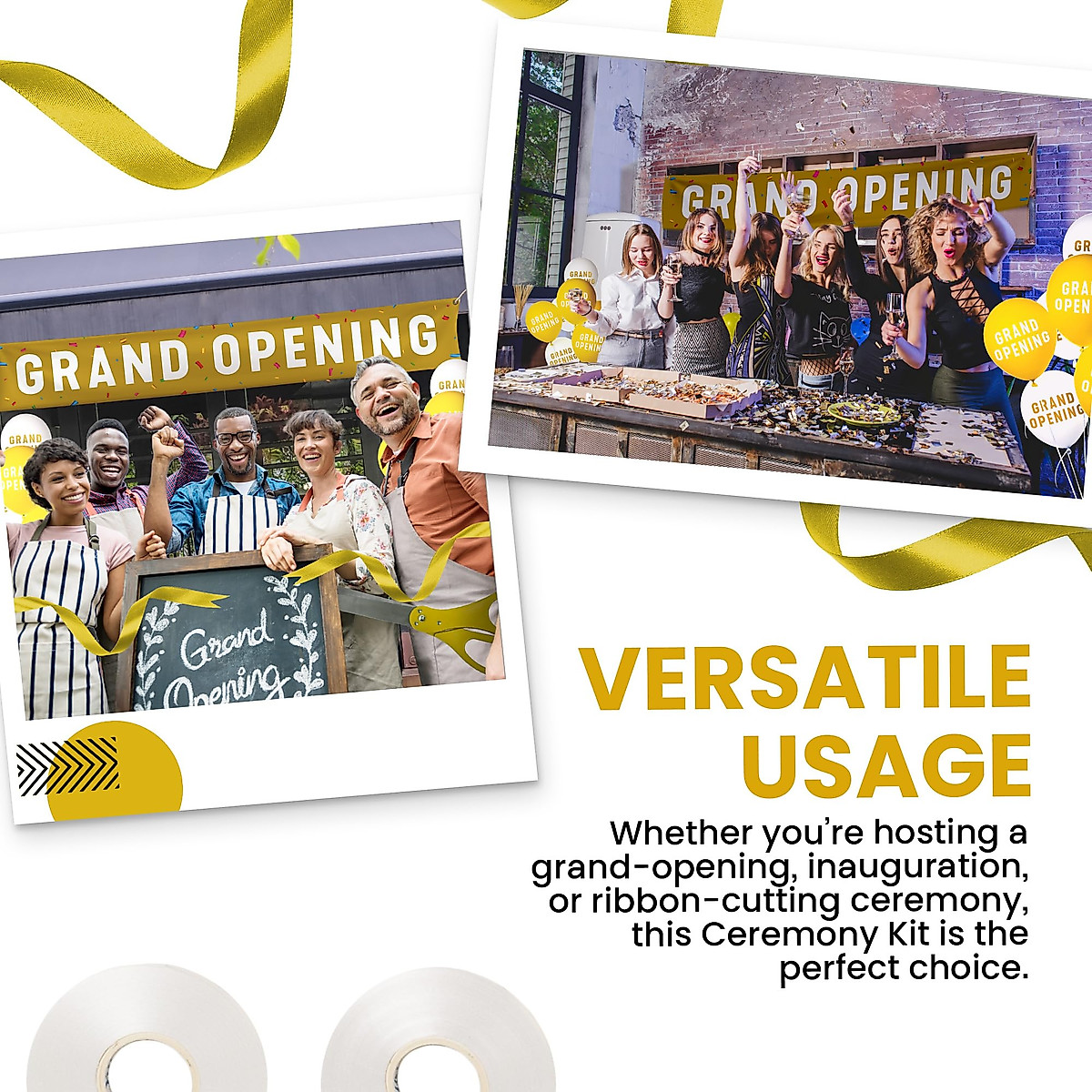 Nashira Ribbon Cutting Ceremony Kit, 25" Giant Scissors with Red Satin Ribbon, Grand Opening Banner & Balloons - Heavy Duty Metal Scissors for Special Events, Inaugurations & Ceremonies