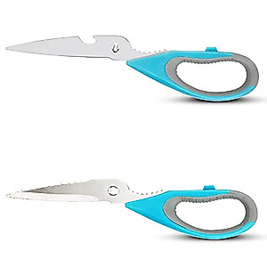 Kitchen Scissors, Heavy Duty Stainless Steel Kitchen Shears, Premium Ultra Sharp Utility Multifunctional Kitchen Scissors for Poultry, Chicken, Meat, Food, Vegetables, Seafood, BBQ (Blue)