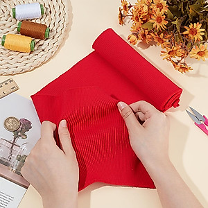 BENECREAT 39x6.9 Inch Knitted Rib Fabric, Dark Red Rib Cuff Fabric, Polyester Ribbing Fabric for Waistband Neckband Cuffs Jacket Extension, Clothing Accessories