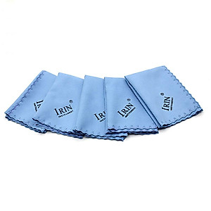 Mowind 5pcs Microfiber Polishing Cleaning Cloth for Musical Instrument Guitar Piano Violin Sax Clarinet Flute Universal