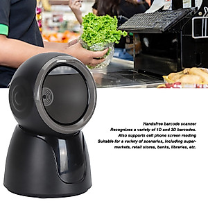1D 2D QR Barcode Scanner, Omnidirectional HandsFree Automatic USB Barcode Reader Scanner, Cordless Wired Connection, for Banks, Warehouse, Supermarket, Retail Store