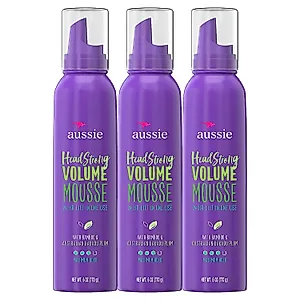 Aussie Mousse, with Bamboo & Kakadu Plum, Instant Volume, For Fine Hair, 6 Fl Oz (Pack of 3), Packaging May Vary