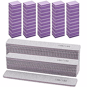 25 Pcs Nail Files for Acrylic Nails and 50 Pcs Purple Mini Buffer Block File, 100/180 Grit Nail Buffer Double Sides Emery Boards Fingernail Files