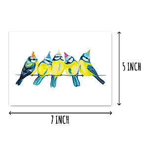 EirlysDesigns Blue Tits - Birthday Card - Funny Cards - Blue Tits Love Birthday Greeting Card - Bird Lover Card - Funny Greeting Card, 5 x 7 inches