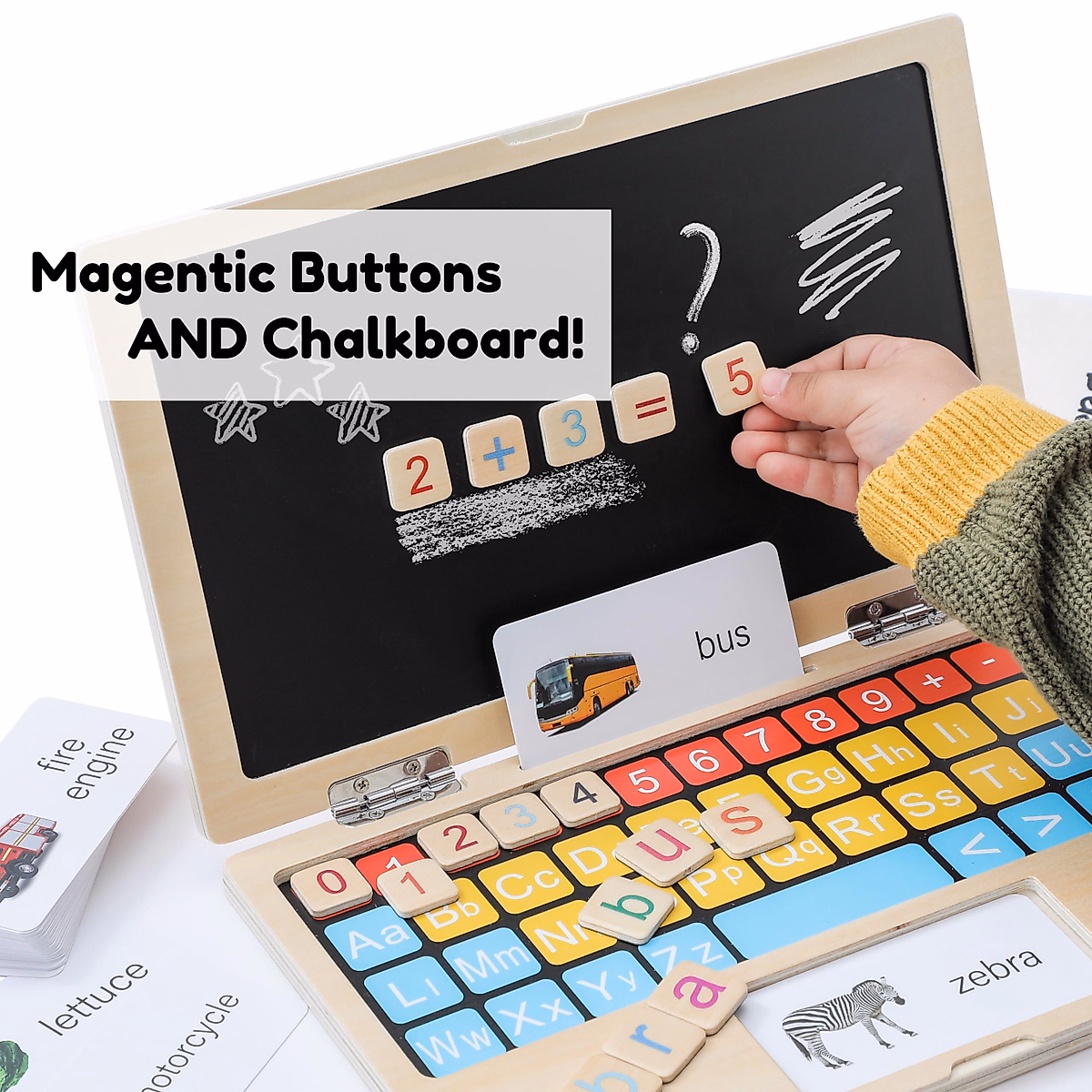 Montessori Toys for 3 4 5 6 7 8 Years Old 11.8" My First Laptop Fun Learning Pretend Play for Boys & Girls Preschool Learning Activities